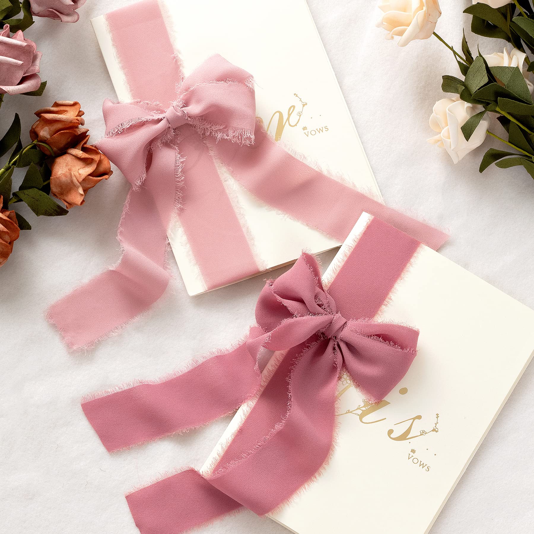 JEDIA Valentine's Day Ribbon, 3 Rolls Dusty Rose Flower Ribbons, 1.5" x 7Yd Pink Bouquet Ribbon Set for Wedding Invitations, Gift Wrapping, Wedding Decor, Bouquet Wrap, Bow Making, Bridal Bouquets