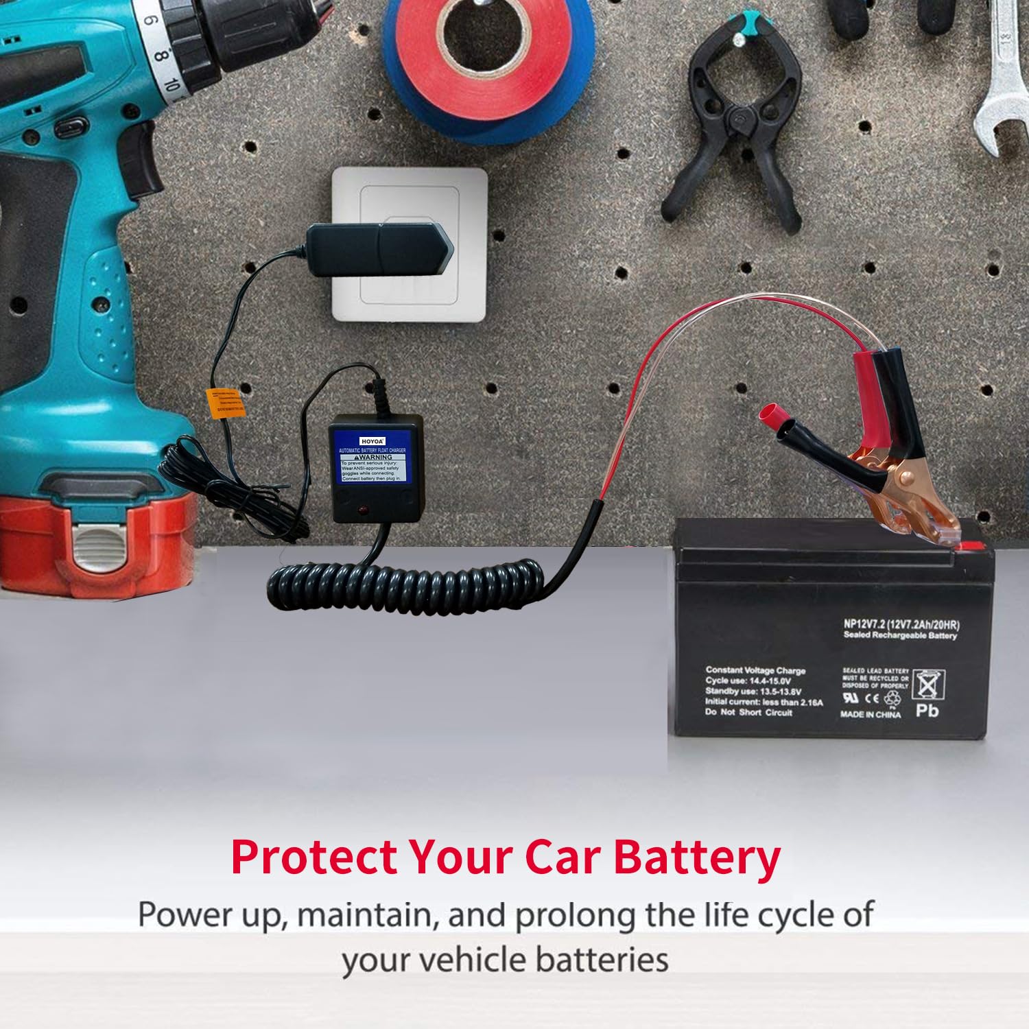 HOYOA Small Automatic Battery Float trickle Charger 12v for car Boat Household Motorcycle Automotive (Based on Use in Commerce) Chargers for Electric Batteries
