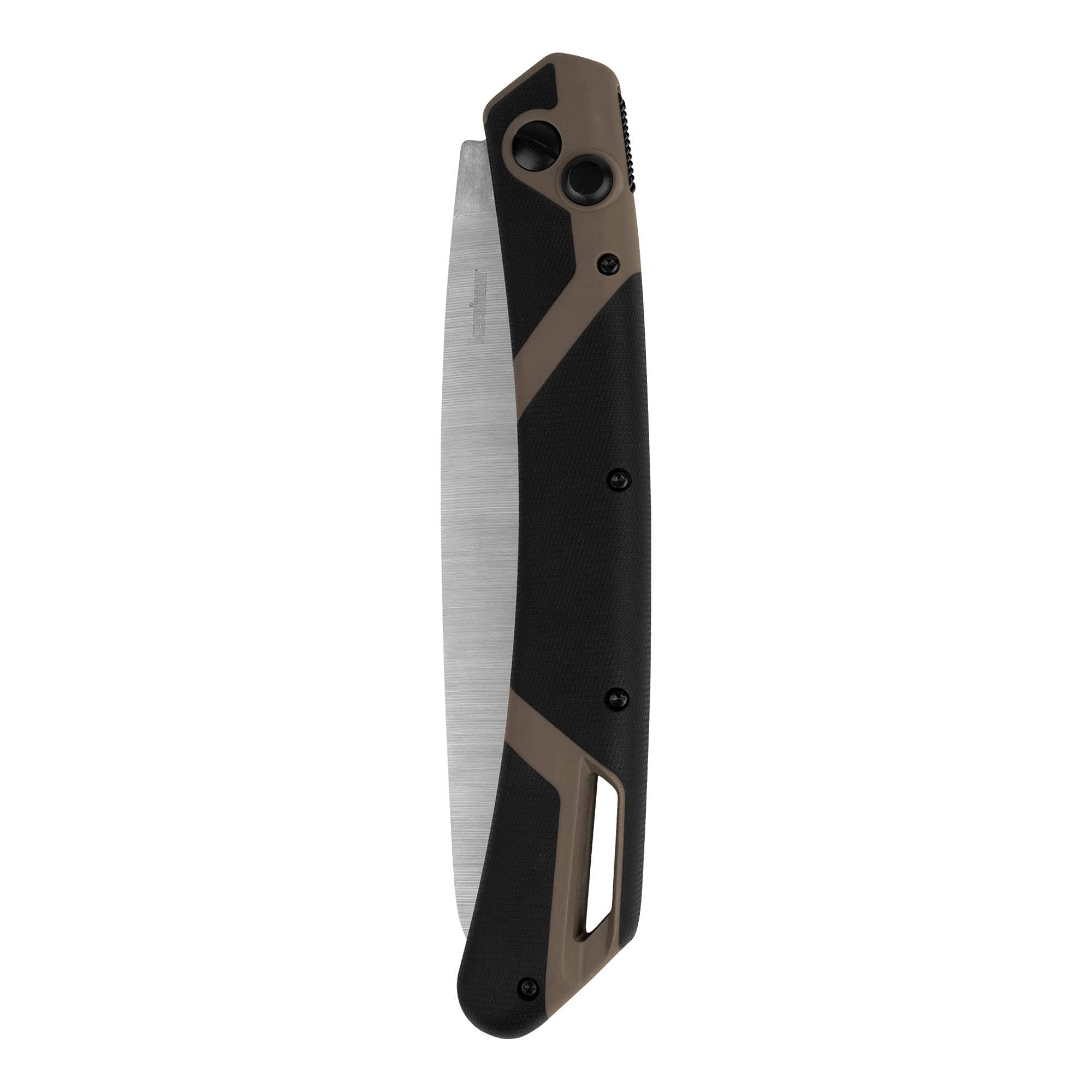 Kershaw Taskmaster Saw 2, 7" Serrated Blade, Outdoor Compact Folding Saw, Push-Button Opening Lock, Tan