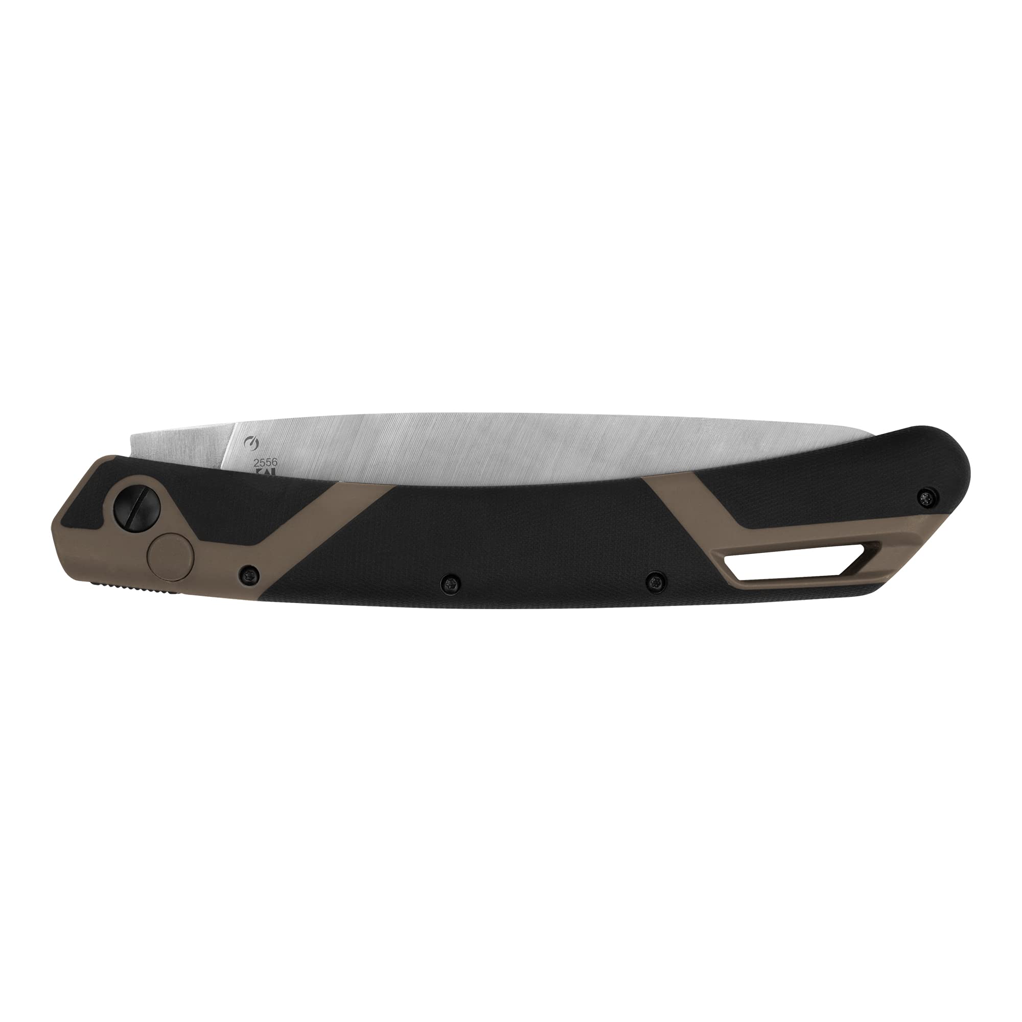 Kershaw Taskmaster Saw 2, 7" Serrated Blade, Outdoor Compact Folding Saw, Push-Button Opening Lock, Tan