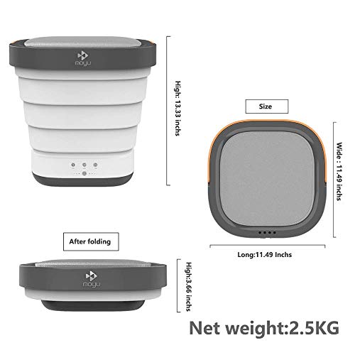MOYU Portable Washing Machine Foldable Bucket Washer with Soft Spin Dry and Drainage Pipe(110V/240V, US Plug,English User manual)