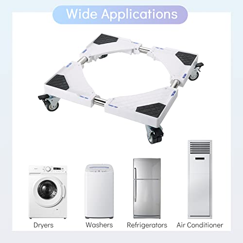 AMGSH Adjustable Mini Fridge Stand | Movable Washing Machine Base Stand Furniture Dolly Roller Base, Small Furniture Mover Mobile Base for Washing Machine, Dryer and Refrigerator (8 Wheels)