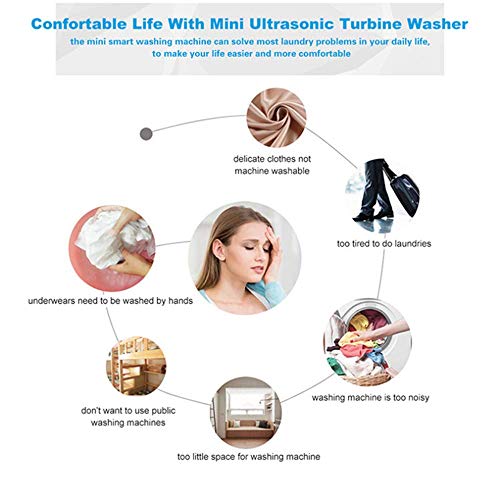 Mini Washing Machine Portable Ultrasonic Turbine Sterilization Removes Dirt Washer USB Cable for Travel Home Business Trip