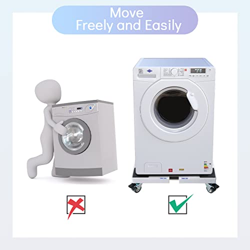 AMGSH Adjustable Mini Fridge Stand | Movable Washing Machine Base Stand Furniture Dolly Roller Base, Small Furniture Mover Mobile Base for Washing Machine, Dryer and Refrigerator (8 Wheels)