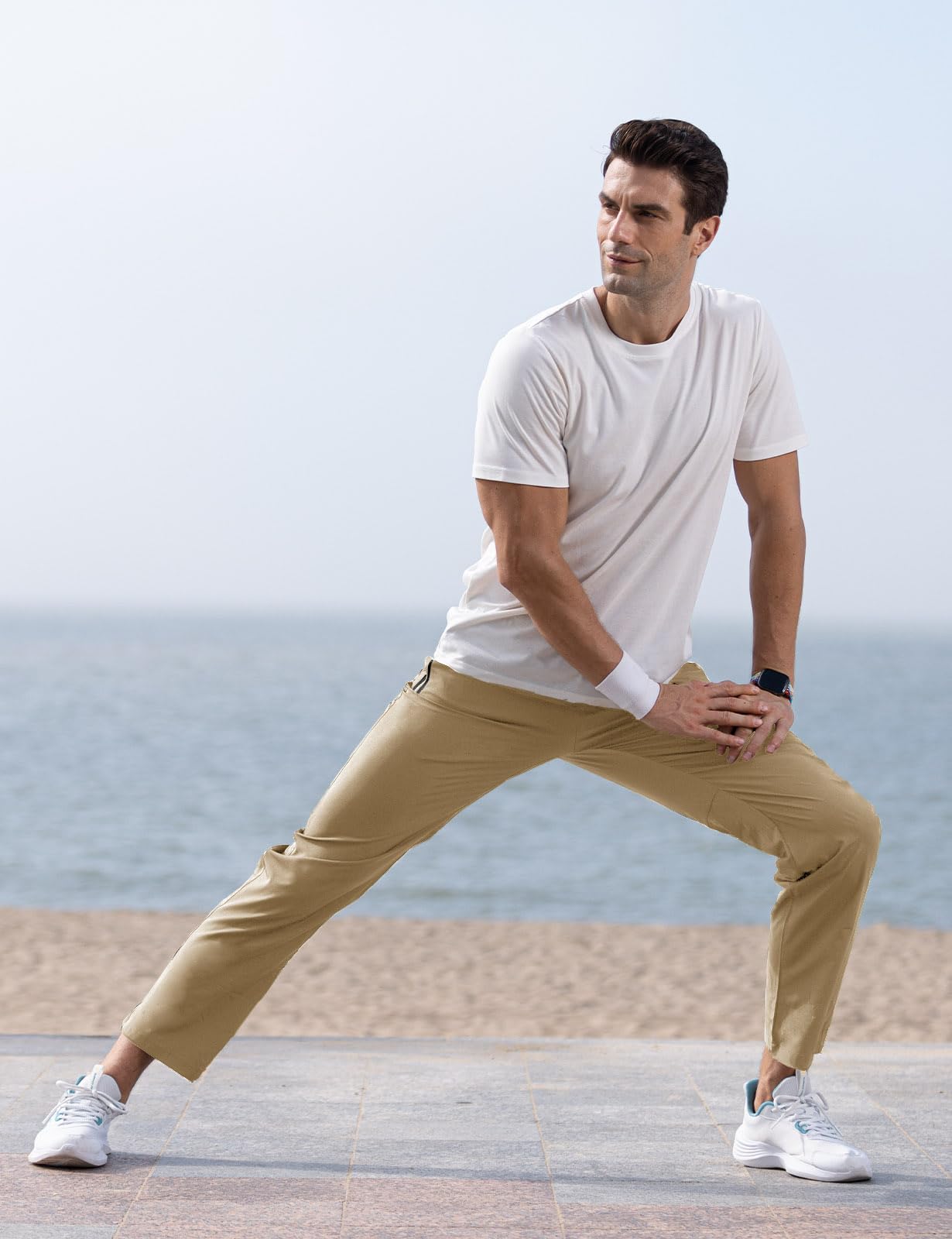 TBMPOY Men's Outdoor Lightweight Hiking Mountain Pants Running Active Jogger Pants Khaki XXL