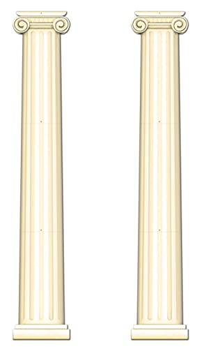 Beistle 2 Piece Jointed Paper International Column Cut Outs Decorations For Around The World Themed Parties â Greek and Roman Sport Events Wall Backdrops, 6', Off-white