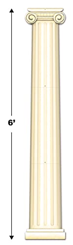 Beistle 2 Piece Jointed Paper International Column Cut Outs Decorations For Around The World Themed Parties โ Greek and Roman Sport Events Wall Backdrops, 6', Off-white