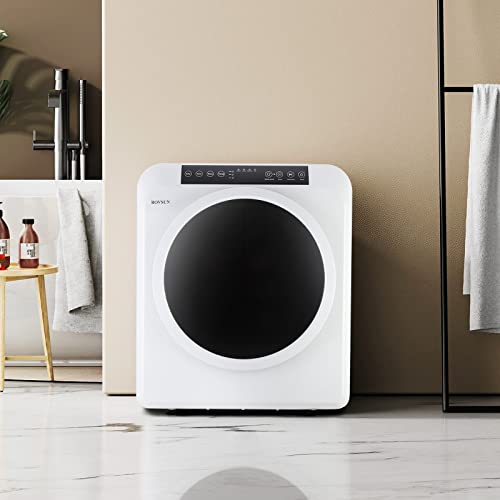 ROVSUN 13.2LB Portable Clothes Dryer, 3.5 Cu.Ft High End Front Load Tumble Laundry Dryer with LED Touch Screen, Stainless Steel Tub for Apartment, Home, Dorm-110V, White