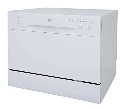 SPT SD-2213W ENERGY STAR Compact Countertop Dishwasher - Portable Dishwasher with Stainless Steel Interior and 6 Place Settings Rack Silverware Basket for Apartment Office And Home Kitchen, White