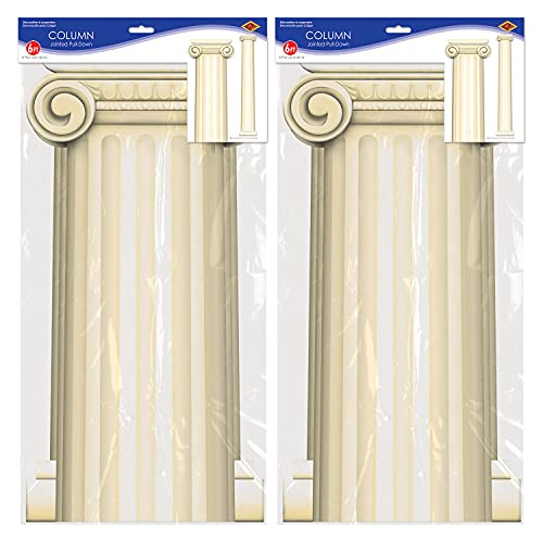 Beistle 2 Piece Jointed Paper International Column Cut Outs Decorations For Around The World Themed Parties โ Greek and Roman Sport Events Wall Backdrops, 6', Off-white