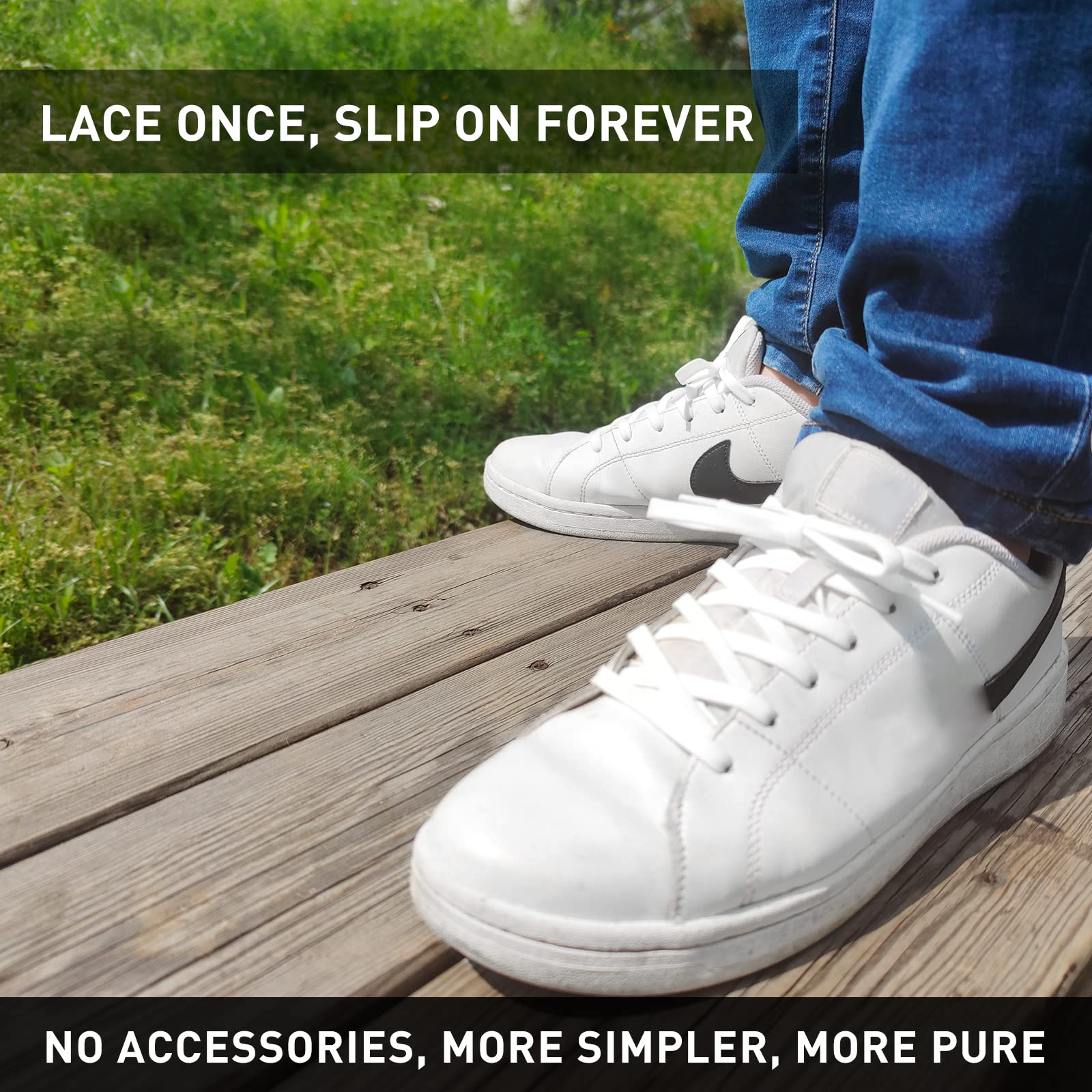 UamGlsob 2 Pairs 5/16" Flat Elastic Shoe Lace, 27"-72" Length Stretch Shoelaces Strings Replacement for Nike Blazer High Top Sneakers (New White, 54''/140cm)