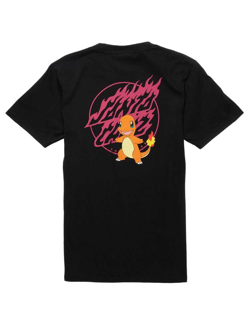 SANTA CRUZ x Pokémon Youth Midweight S/S T-Shirt Fire Type 1 Skate Shirt, Black, Size: X-Large