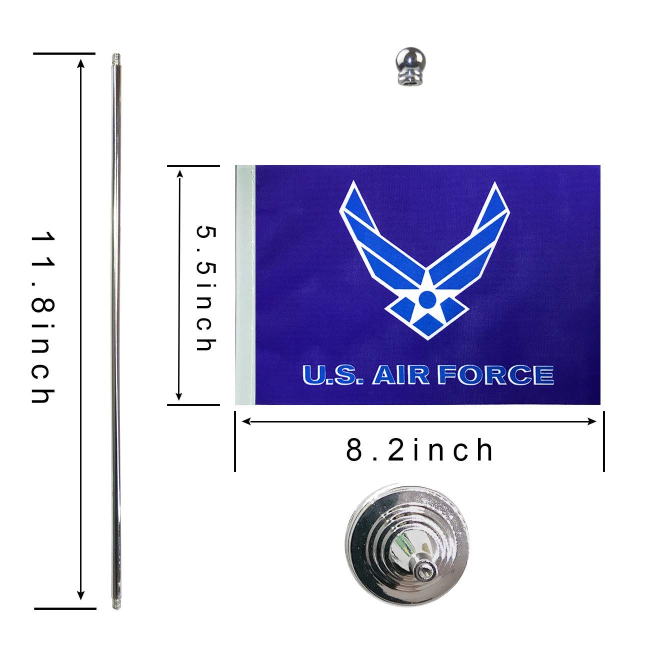 GentleGirl.USA US Air Force Wings Table Flag stick Small Mini United States Military Polyester flag Office Table Flag on Stand Base,for Army Party Events Celebration Decorations Supplies