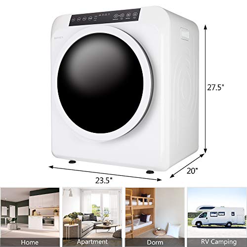 ROVSUN 13.2LB Portable Clothes Dryer, 3.5 Cu.Ft High End Front Load Tumble Laundry Dryer with LED Touch Screen, Stainless Steel Tub for Apartment, Home, Dorm-110V, White