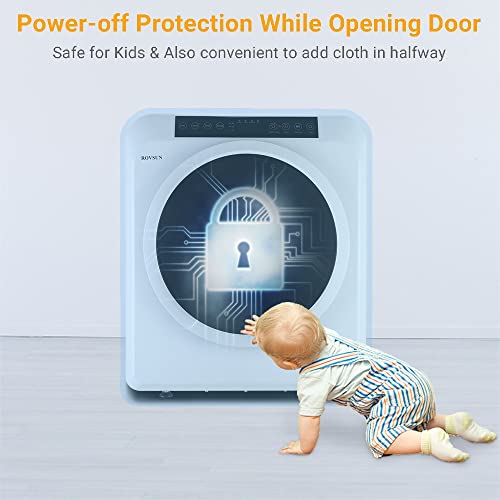 ROVSUN 13.2LB Portable Clothes Dryer, 3.5 Cu.Ft High End Front Load Tumble Laundry Dryer with LED Touch Screen, Stainless Steel Tub for Apartment, Home, Dorm-110V, White