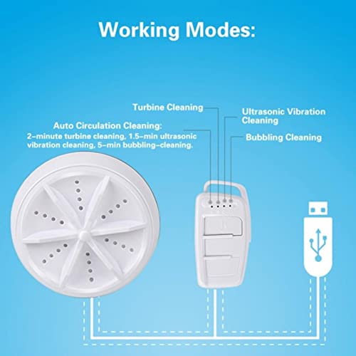 Mini Washing Machine Ultrasonic Turbine Machine - Portable Turbo Washer, Ultrasonic Waves Convenient Travel Home Business Travel USB 3in1 Dishwashers