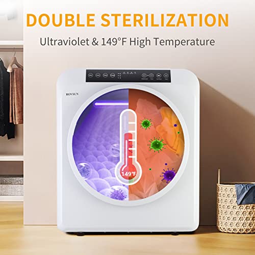 ROVSUN 13.2LB Portable Clothes Dryer, 3.5 Cu.Ft High End Front Load Tumble Laundry Dryer with LED Touch Screen, Stainless Steel Tub for Apartment, Home, Dorm-110V, White