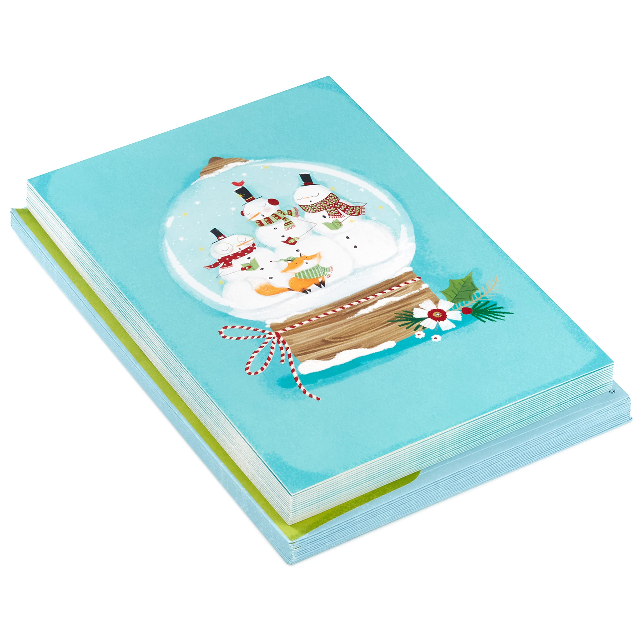 Hallmark Boxed Christmas Cards, Snowmen Snow Globe (16 Cards and 17 Envelopes)