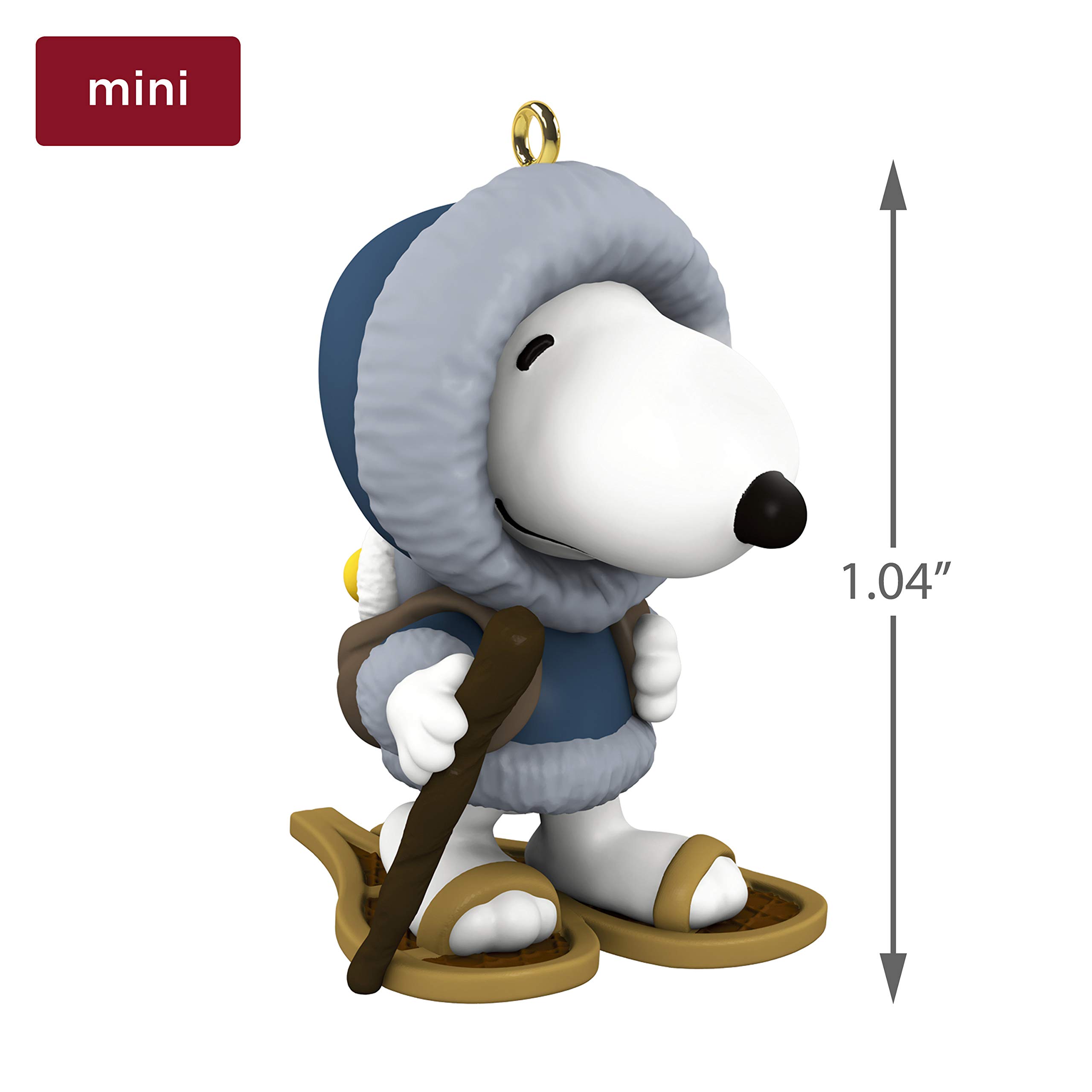 Hallmark Keepsake 0899QXM8367 Mini Christmas Ornament 2019 Year Dated Peanuts Winter Fun With Snoopy Snowshoeing Miniature, 1.04"