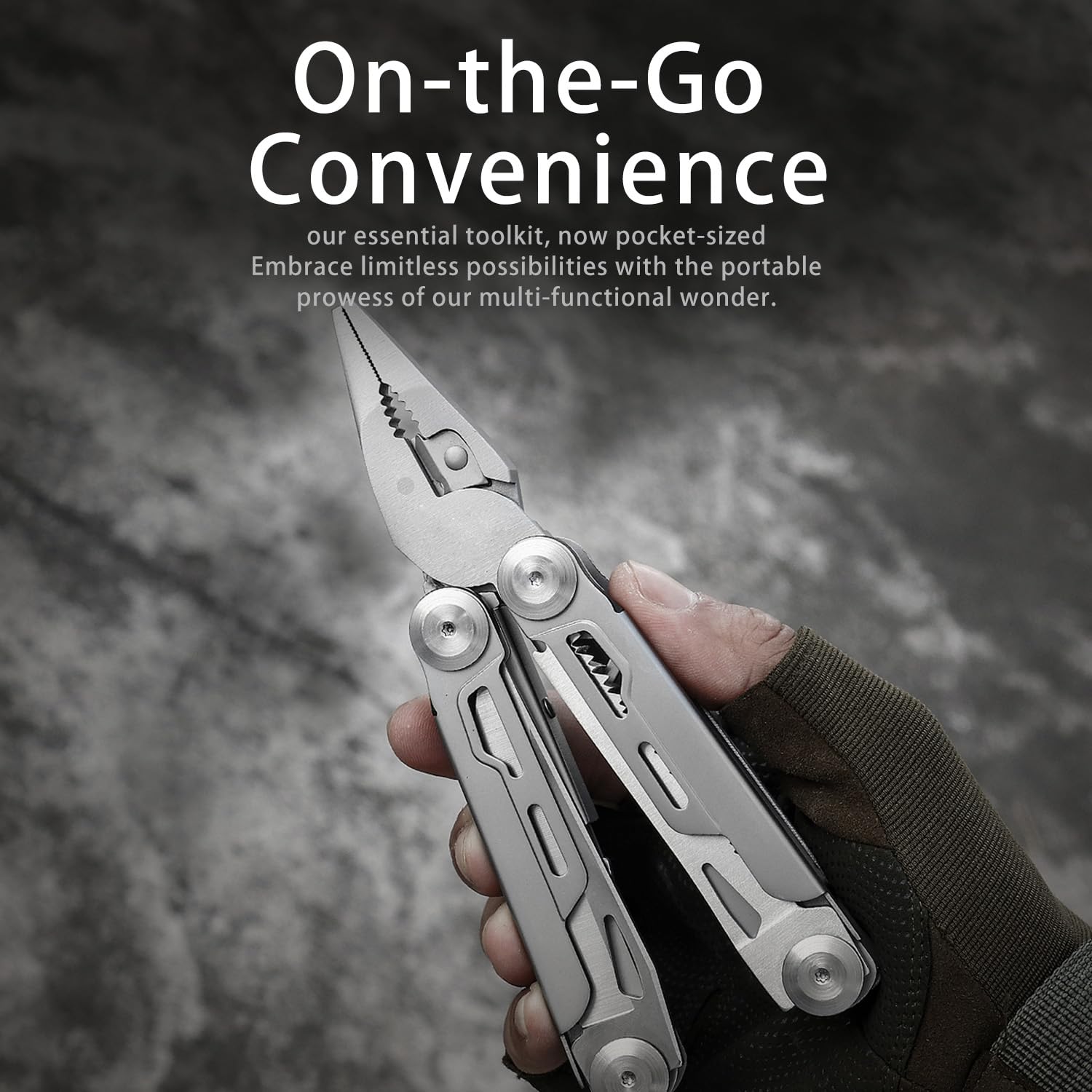 TLONER, ARES Series 15-P Pocket Size Multitool with Premium Stainless Steel Pliers, Short Dagger, Black Luxury Gift Box
