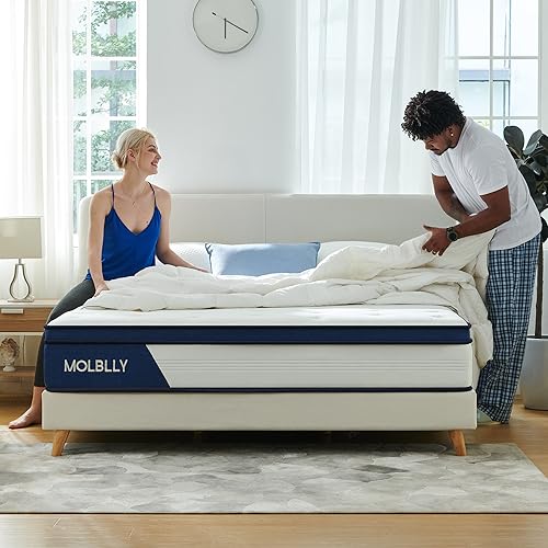 Molblly King Mattress,10 Inch Innerspring Mattress in a Box,Ultimate Motion Isolation Individually Wrapped Pocket Coils Mattress,Pressure Relief,Back Pain Relief, Cool King Bed, 10 Years Support