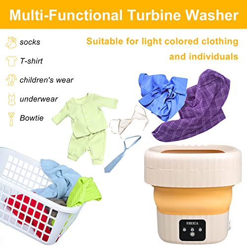 VAIPI Folding Washing Machine Mini Portable Clothes Washer and Dryer Small Bucket Washer with Touch Screen and Drain Basket for Camping, Apartments, RV Travel,Underwear - Include Use Manual (13.2 lbs)