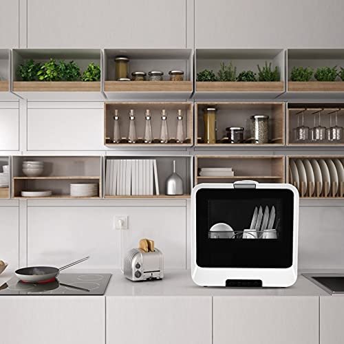 Portable Countertop Dishwasher, Compact Dishwasher with 4 Washing Programs and Air-Dry Function,7.8L 360°Fully Automatic Dishwashers for Small Apartment, Dorms, RVs