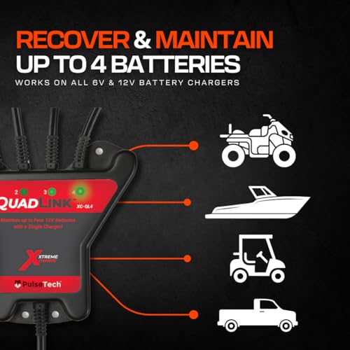 PulseTech QUADLINK – Charge 4 Batteries at The Same TIME, Your existing Charger or Ours, Four Channels from One Charger (XC-QL4)