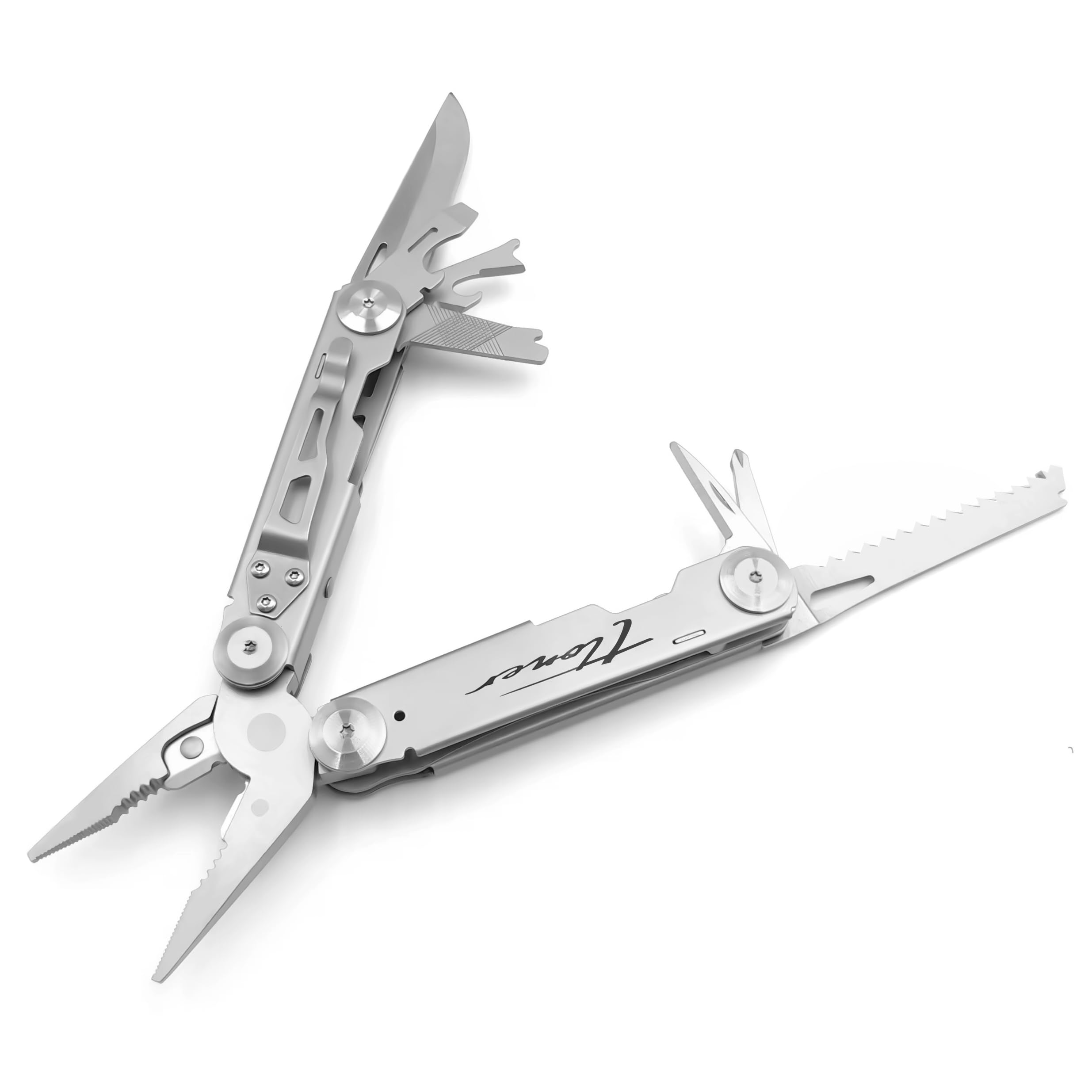 TLONER, ARES Series 15-P Pocket Size Multitool with Premium Stainless Steel Pliers, Short Dagger, Black Luxury Gift Box