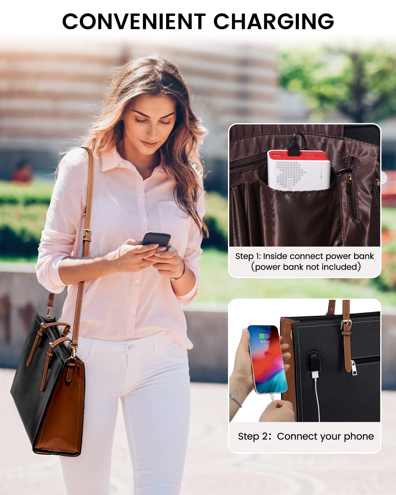LOVEVOOK Laptop Tote Bag for Women, 15.6 inch Computer Tote Work Bag Purse, Large Waterproof Leather Professional Briefcase for Office, Work Travel