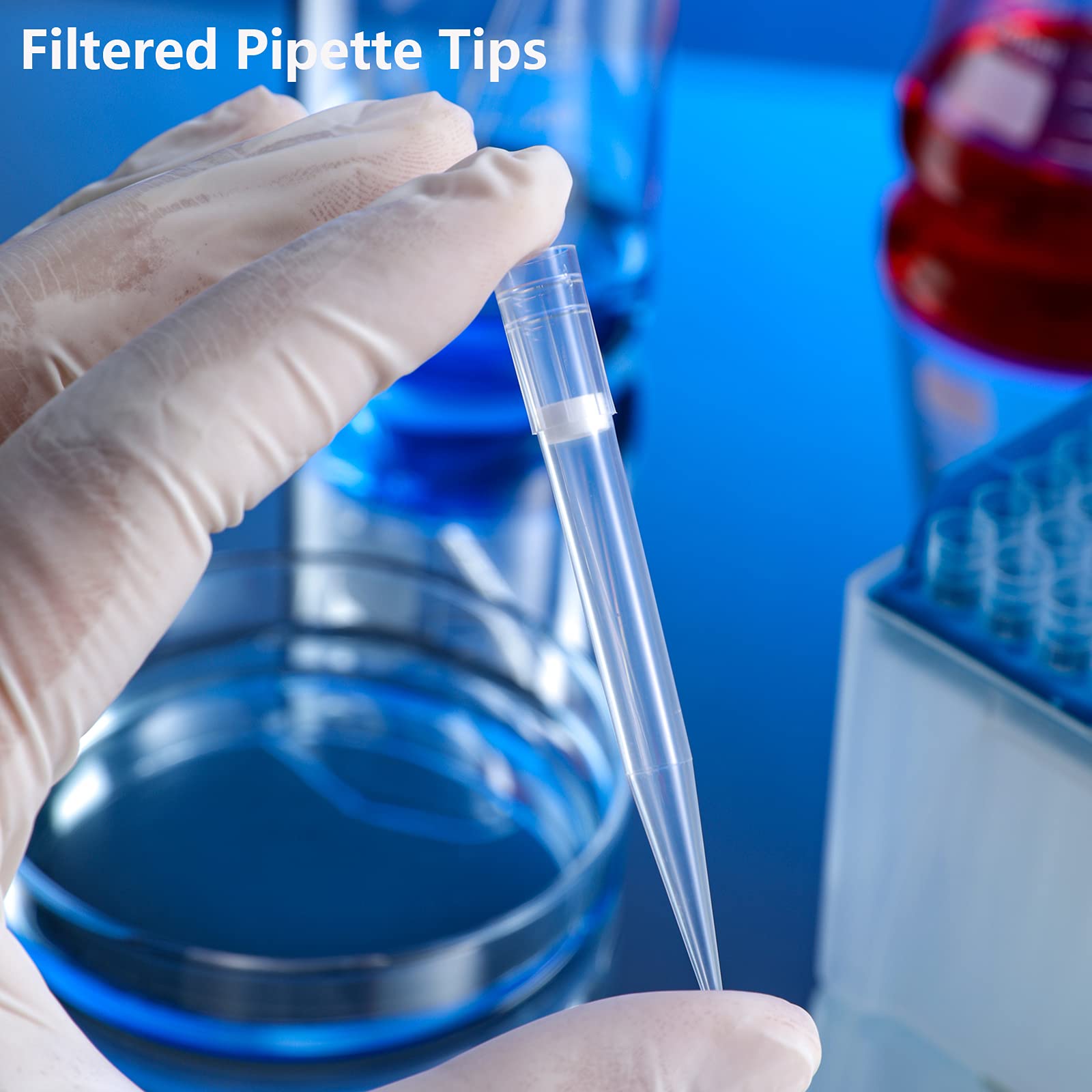1000µL Pipette Tips - Universal Filtering Pipette Tips-Racked(Box),RNase/DNase Free & Pyrogen Safe,Clear,96 Tips/Rack Pk x 10 Racks (960 Tips)