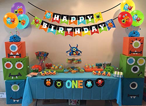 Kreatwow Monster Happy Birthday Banner Monster Bash Party Supplies