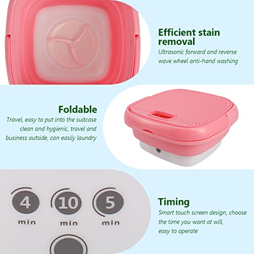 Y2H Mini Portable Washing Machine Foldable Small Laundry Machine with Drain Basket Lightweight Washer Touch Screen and Timer Reusable Washing Machine for Baby Clothes Underwear Socks Y2H