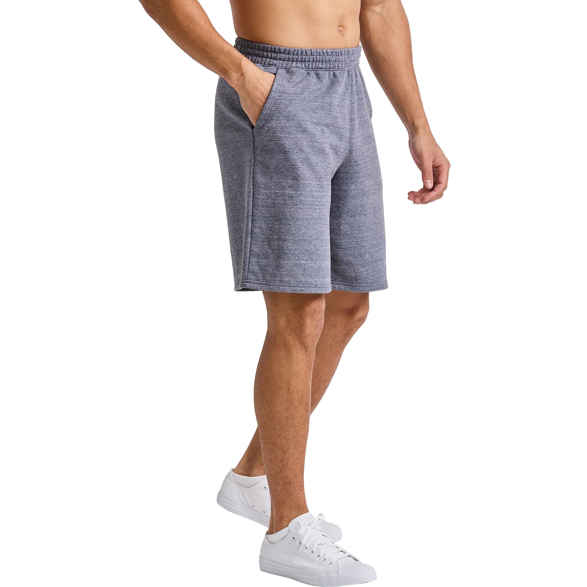 Hanes Comfortblend Men's Originals French Terry Sweat, Pull-On Athletic Shorts, 9", Navy PE Heather, 2X Large