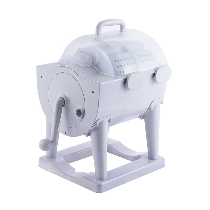 Mini Hand Crank Washing Machine Dehydrator, Portable Non-Electric Drum Washing Machine Spin Dryer for Camping Travelling Outdoor Gray