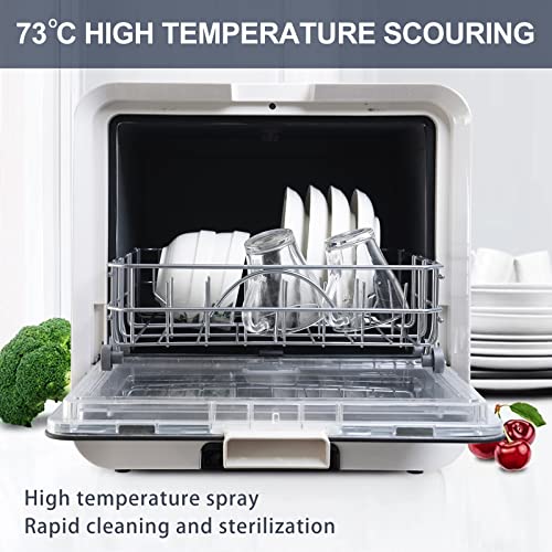 HAIMIM Portable Countertop Dishwasher,4 Washing Programs, Air-Dry Function and LED Light for Small Apartments, Dorms and RVs (Whites)