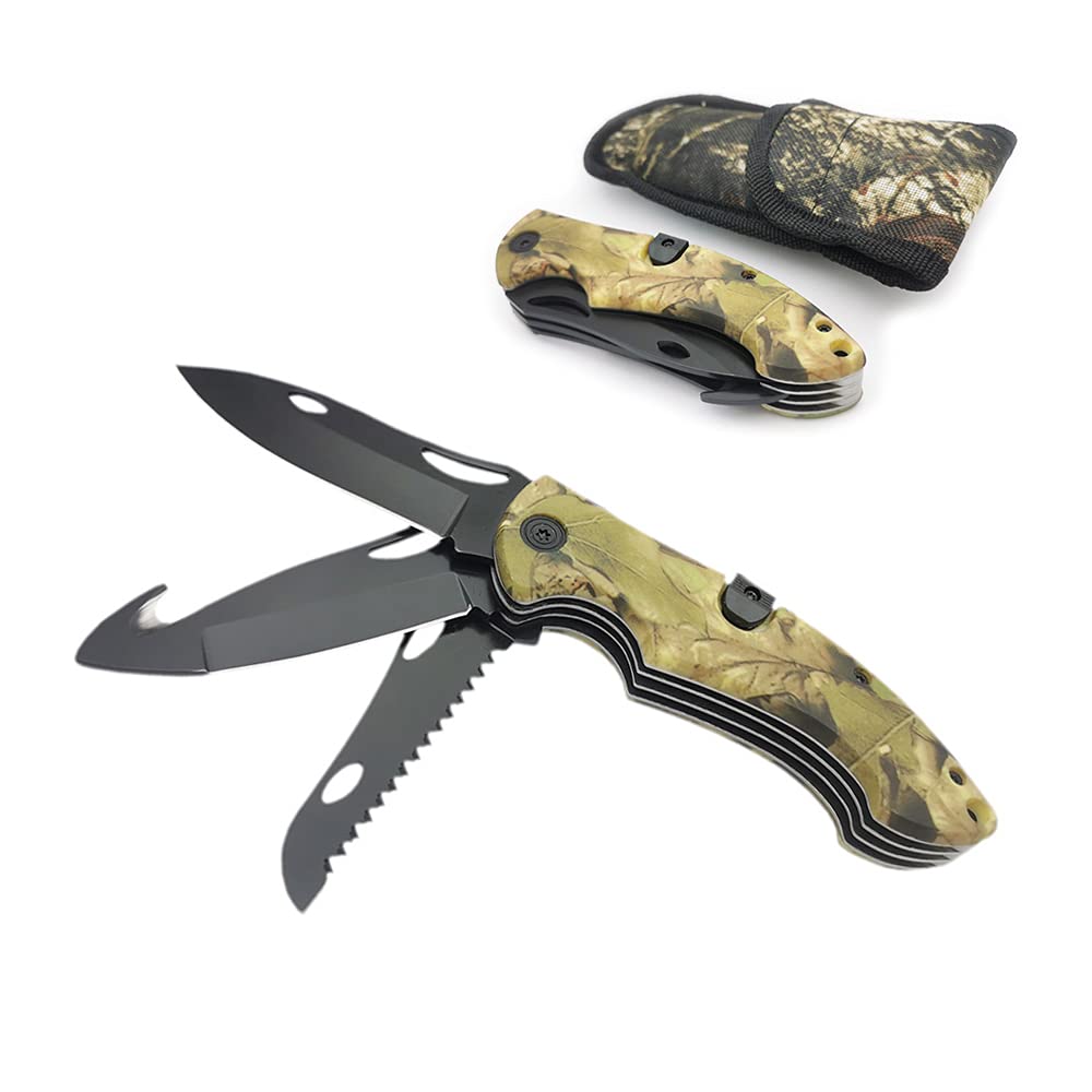 Multifunctional Folding kinfe With hook knife and serrated blade Saw Wire Cutter Multi Tool Sheath Survival knife Utility EDC Tactical Camping Fishing Hiking EDC tool Excellent Gift