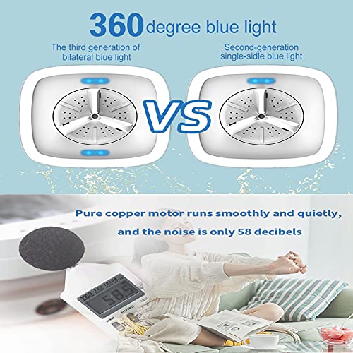 Portable Mini Folding Washing Machine, Magic Foldable Small Clothes Washing Machine Washer Laundry Tub Wash Machine for Travelling Apartment Dorm The Third Generation Double Blue Light Design (Blue)
