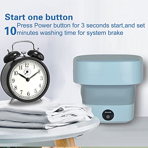 Portable Mini Folding Washing Machine, Magic Foldable Small Clothes Washing Machine Washer Laundry Tub Wash Machine for Travelling Apartment Dorm The Third Generation Double Blue Light Design (Blue)