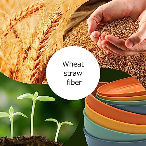 Yemyep Wheat straw Dinnerware sets, Unbreakable Lightweight Bowls and Plates, Reusable, Microwave&Dishwasher Safe, BPA Free, Plastic Salad Bowls and Plates for Kitchen, Soup, Camping (Multi)