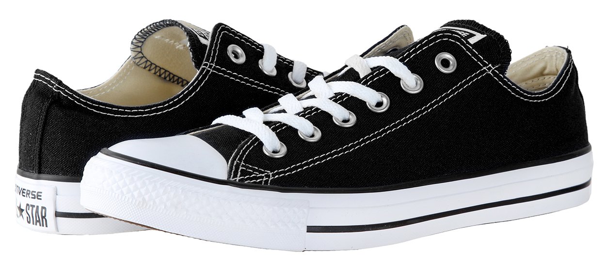 Converse M9166- Chuck Taylor All Star Unisex Ox Low Top Black Sneakers, 8 Women/6 Men