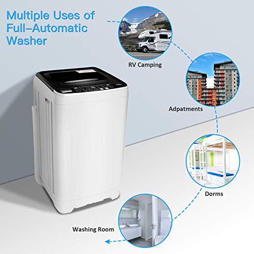 Nictemaw Portable Washing Machine ππ.πLbs Capacity Portable Washer 1.9 Cu.ft Full-Automatic Compact Laundry Washer With Drain Pump,10 Wash Programs 8 water levels with LED display Ideal for Home