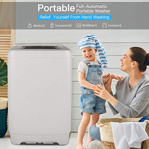 Nictemaw Portable Washing Machine ππ.πLbs Capacity Portable Washer 1.9 Cu.ft Full-Automatic Compact Laundry Washer With Drain Pump,10 Wash Programs 8 water levels with LED display Ideal for Home