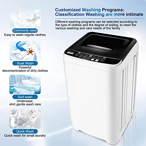 Nictemaw Portable Washing Machine ππ.πLbs Capacity Portable Washer 1.9 Cu.ft Full-Automatic Compact Laundry Washer With Drain Pump,10 Wash Programs 8 water levels with LED display Ideal for Home