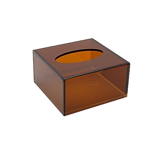 Stylish Tissue Box Acrylic Napkin Dispenser Facial Tissue Box Cover and Square Tissue Box for Vanity, Bedroom Dressers Kitchen Office Room Modern Tissue Box (Color : Brown, Size : Multi-Colored)