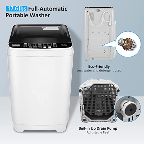 Nictemaw Portable Washing Machine ππ.πLbs Capacity Portable Washer 1.9 Cu.ft Full-Automatic Compact Laundry Washer With Drain Pump,10 Wash Programs 8 water levels with LED display Ideal for Home