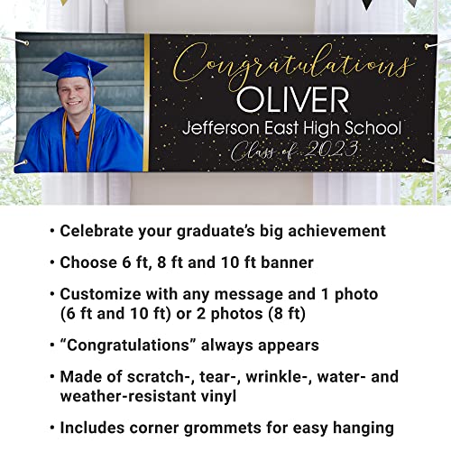 Let's Make Memories Personalized Graduation Photo Banner - 6-Foot Confetti Celebration Banner - Class of 2023 Banner - Customize with Photo, Messageā¦