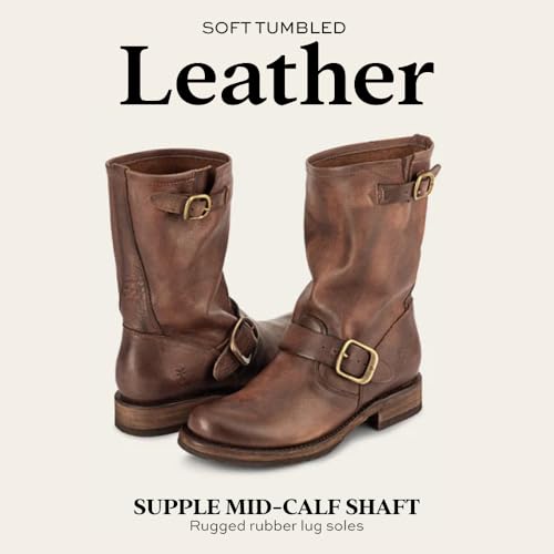 Frye Veronica Short Boots for Women Made from Full-Grain Leather with Antique Metal Hardware, Goodyear Welt Construction, and Rubber Lug Soles – 6 ¾” Shaft Height, Stone - 9 M