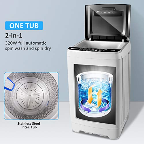 Nictemaw Portable Washing Machine ππ.πLbs Capacity Portable Washer 1.9 Cu.ft Full-Automatic Compact Laundry Washer With Drain Pump,10 Wash Programs 8 water levels with LED display Ideal for Home