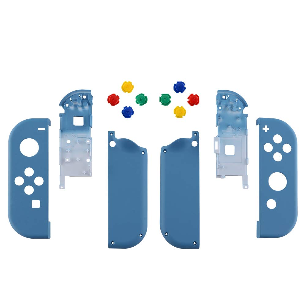 eXtremeRate DIY Replacement Shell Buttons for Nintendo Switch & Switch OLED, Airforce Blue Custom Soft Touch Housing with Corlorful Button for Joycon Handheld Controller - Console Shell NOT Included